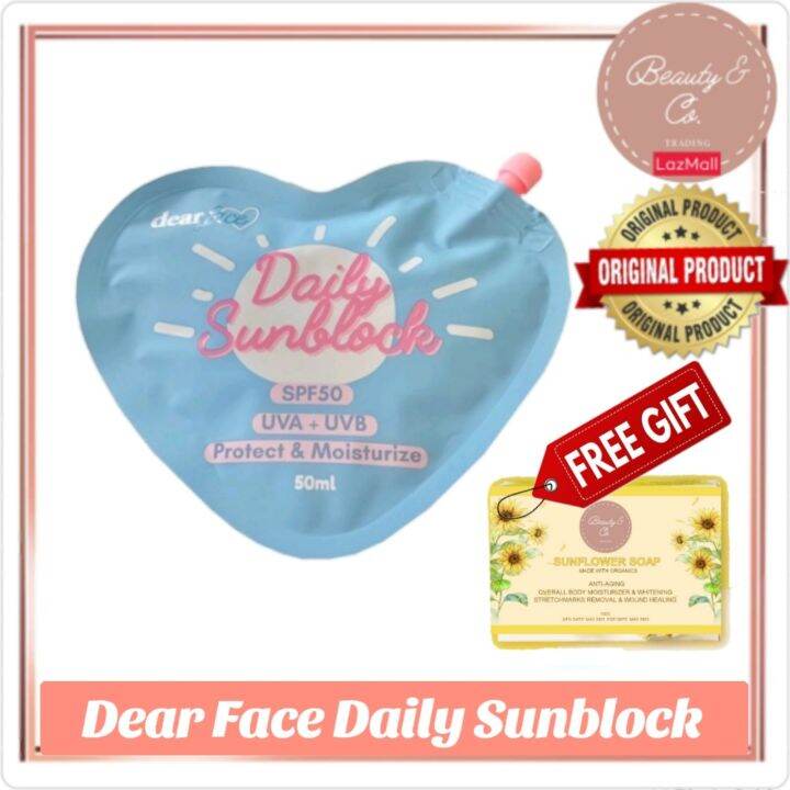 Dear face Daily Sunblock (FREEBIE SFO SOAP) ORIGINAL | Lazada PH