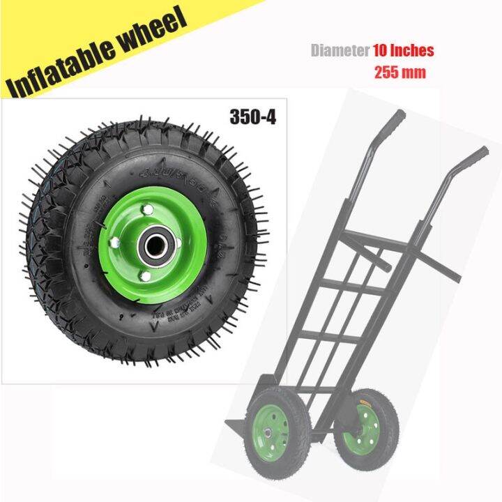 ♦Trolley wheel Inflatable wheel 350-4 rubber wheel Push wheels 10 inch ...