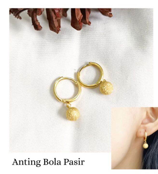 Anting klip bola dust cantik simple cocok untuk sehari hari | Lazada ...
