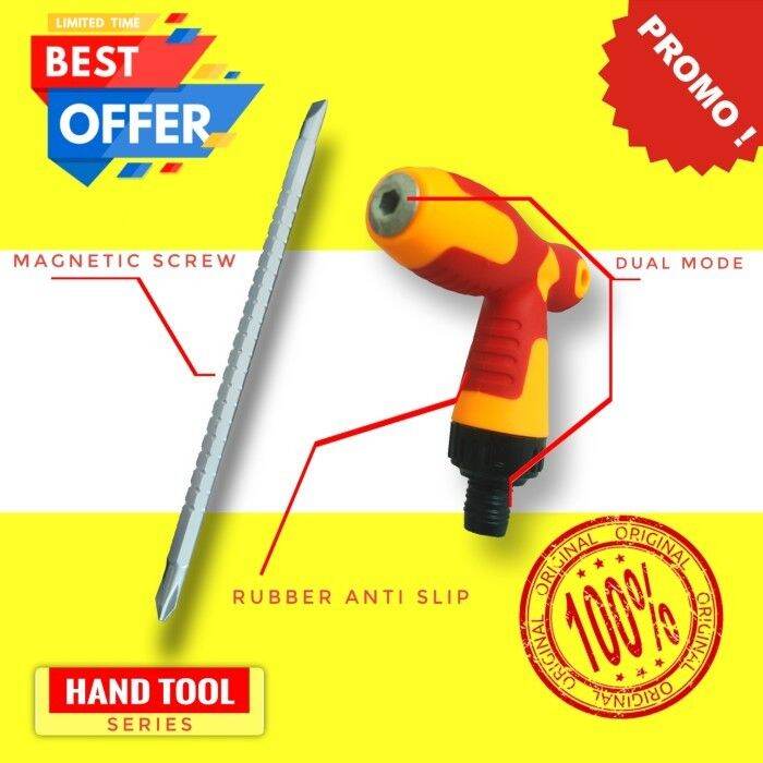 screwdriver obeng T 2 way mode rachet kombinasi Plus Minus fleksible ...