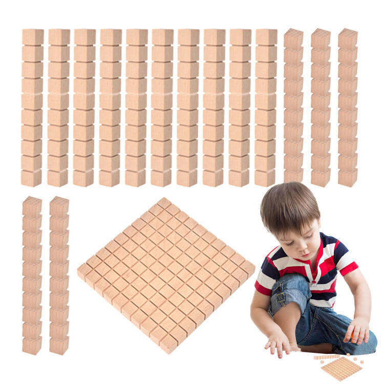 Wooden Math Block Educational Wood Square Blocks Decimal Teaching ...