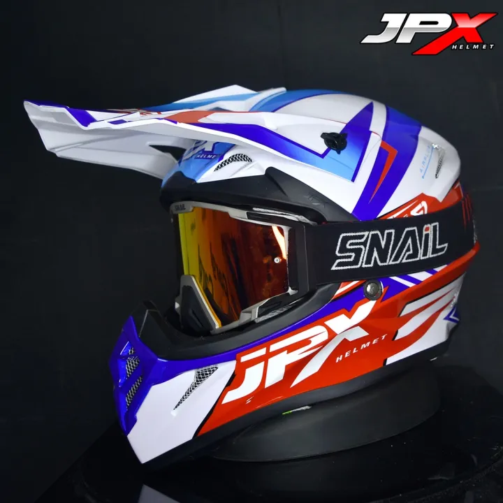 HELM JPX CROSS FOX1 X36 PEARL WHITE PAKET GANTENG GOOGLE SNAIL HELM JPX ...