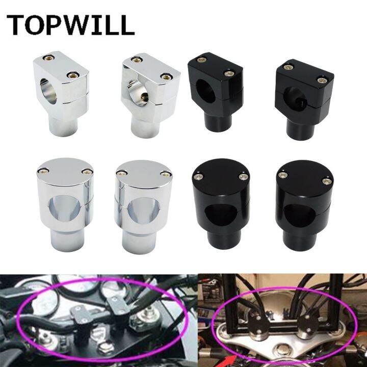 Universal Motorcycle 1 quot; 7/8 quot; Handlebar Risers Kit Mount Clamp ...