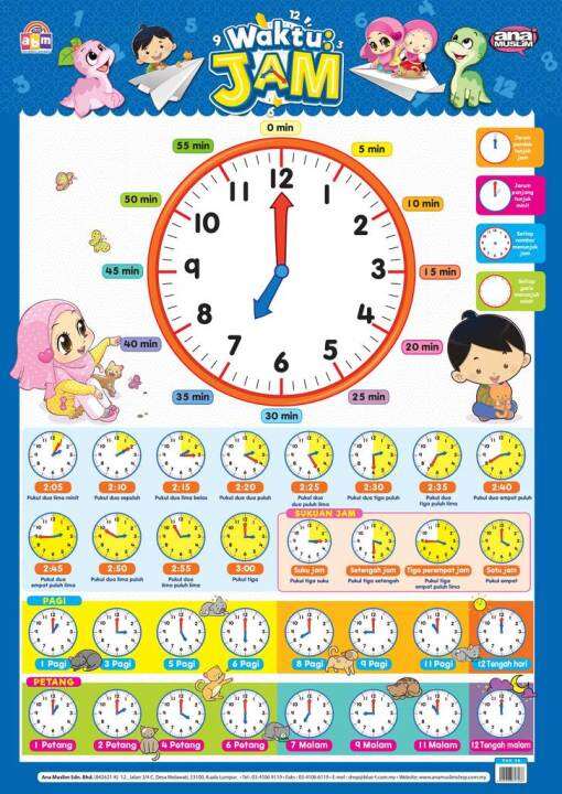Poster Waktu Jam Matematik 123 | Ana Muslim | Belajar Membaca ...