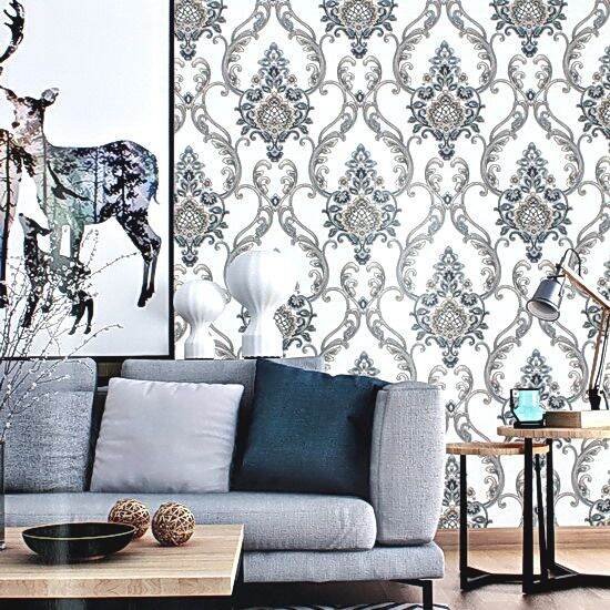 Wallpaper Vinyl Dinding Classic Batik Damask NEW ANNIE D52-4 s.d D49-4 ...