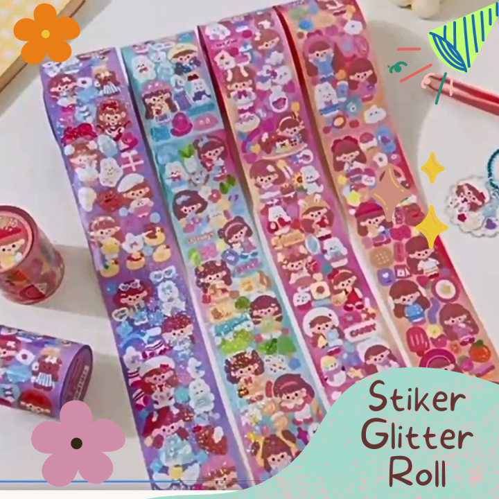Stiker Momo Glitter ROLL Aesthetic Planner DIY Sticker Siap Pakai ...