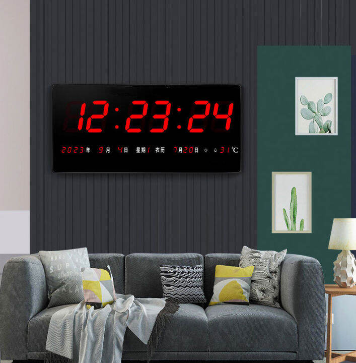LED Electronic Digital Calendar Mute Wall Clock Digital Electronic ...