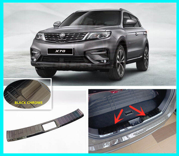 Proton X70 INNER Rear Bumper Guard Trunk Protector Stainless Steel ...