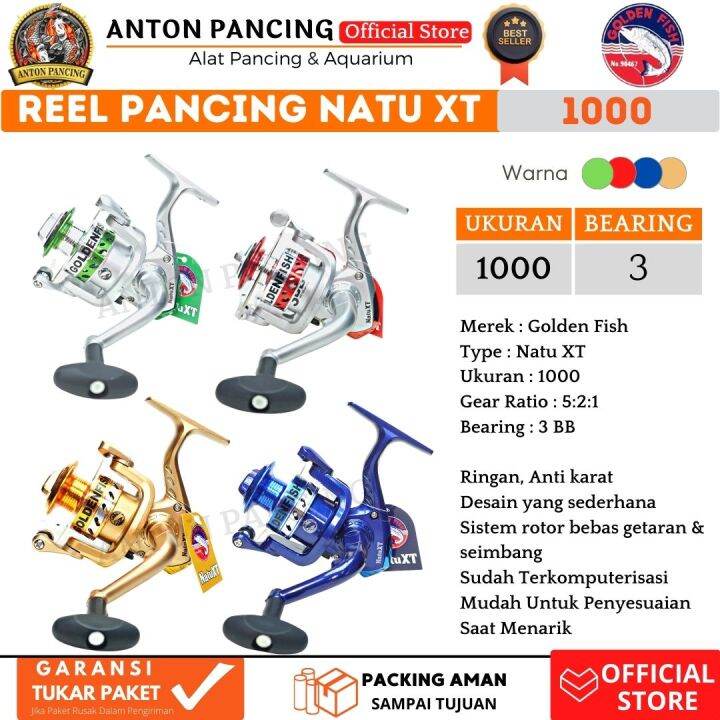 Reel Pancing Golden Fish Natu XT Ukuran 1000 Variant Warna Merah Hijau ...