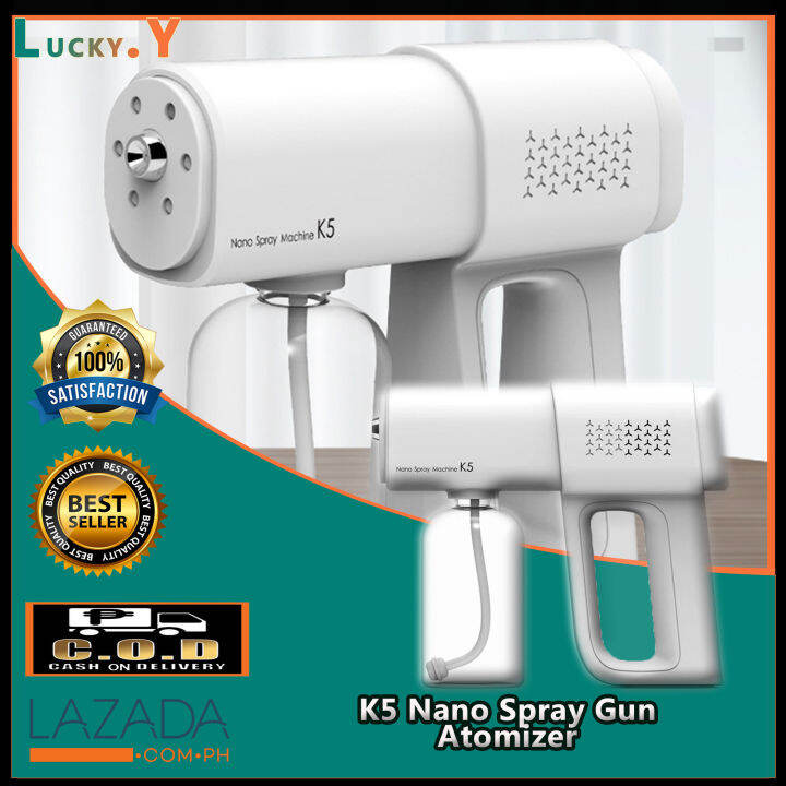 380ML K5 Nano Spray Gun Wireless Atomized Disinfection Gun Rechargeable Blue Light Sprayer Air ...