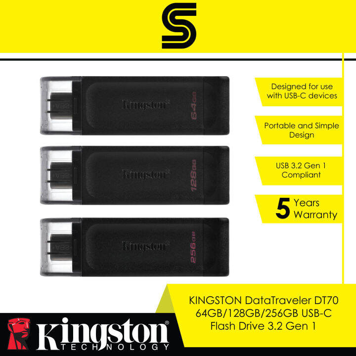 KINGSTON DataTraveler DT70 64GB/128GB/256GB USB-C Flash Drive 3.2 Gen 1 | Lazada