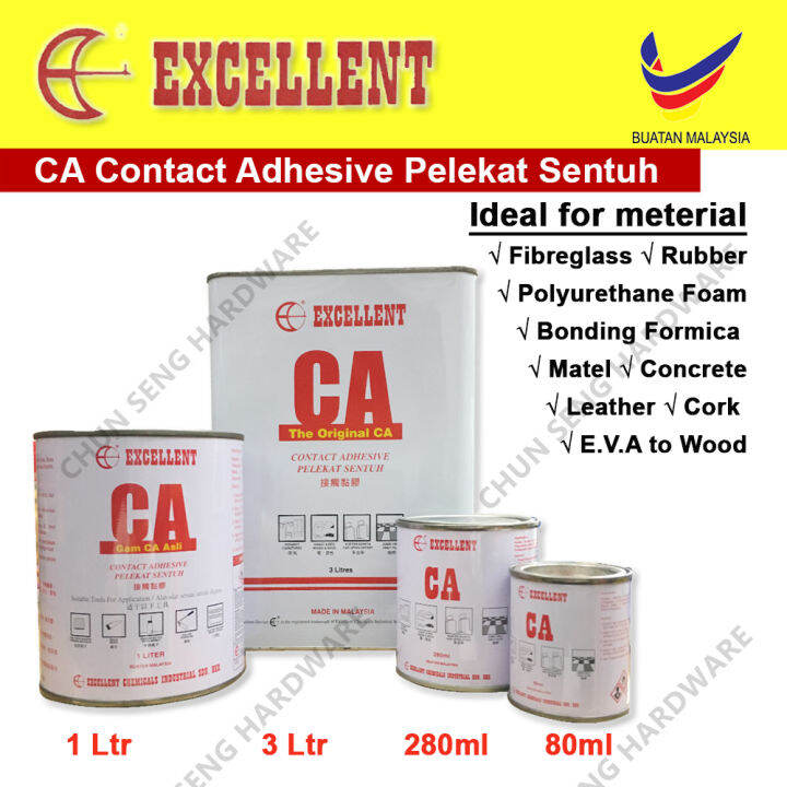 Excellent CA Contact Adhesive Glue Gum Pelekat Sentuh 80ml 280ml 1000ml ...