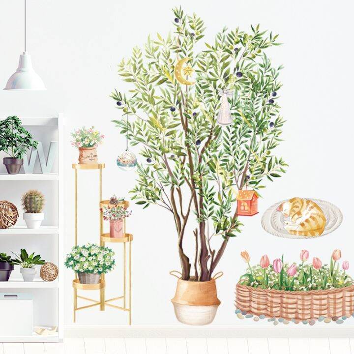 WALLSTICKER WALL Q 111 STICKER STIKER DINDING MINIMALIS MOTIF SALUR DAUN DAN BUNGA POHON DAUN ...