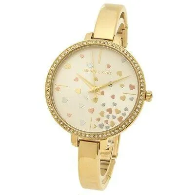 นาฬิกาข้อมือผู้หญิง MICHAEL KORS White Dial Gold Tone Stainless Steel ...