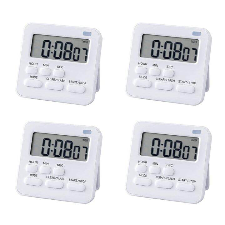 4X Kitchen Timer,Egg Timer with Clock,Digital Timer Stopwatch with LCD ...