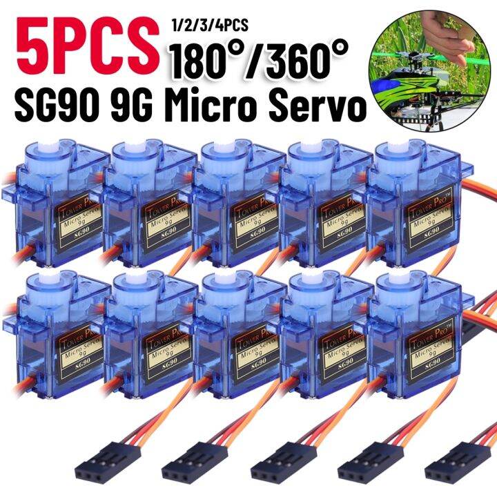 1-5pcs SG90 9G Servo Motor for Arm 180°/360° Fixed-Wing Controls ...