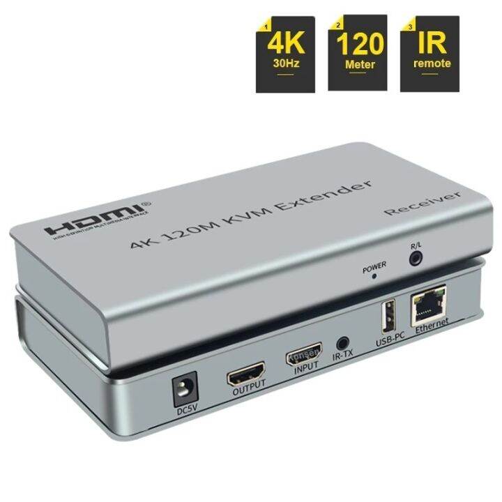 4K HDMI KVM Extender over Rj45 Ethernet Cat5/6 Cable to 120M HDMI USB ...