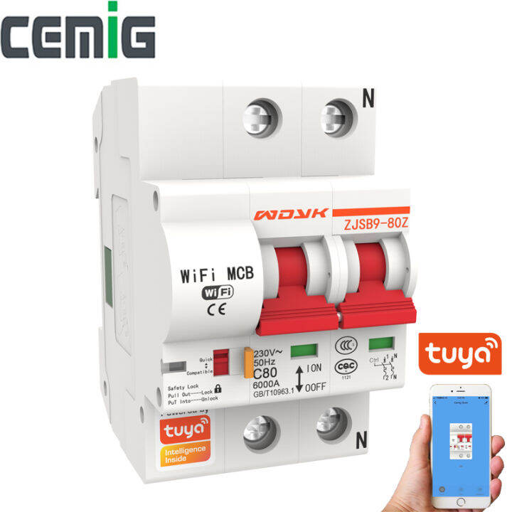 1P 2P 3P 4P รีโมทคอนโทรล WiFi Circuit Breaker 10A-125A ขับเคลื่อนโดย Tuya Third-Party Service ...