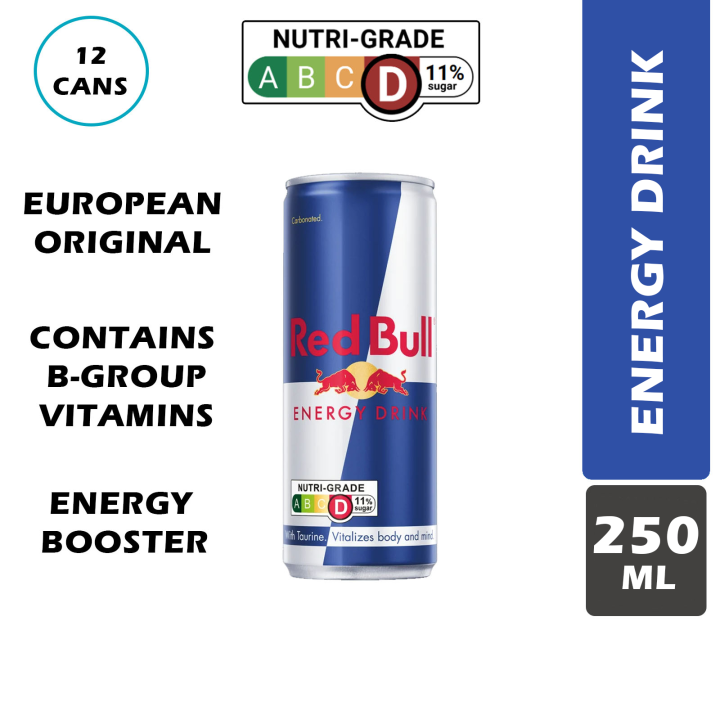Red Bull Energy Drink (250ml x 12 Cans), European Original, Vitalizes ...