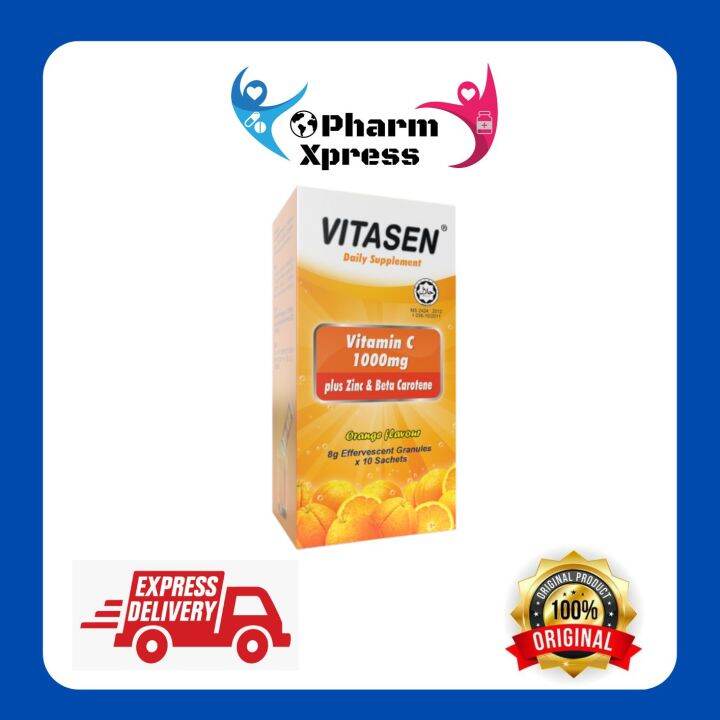 Vitasen Vitamin C 1000mg plus Zinc & Beta Carotene (10 sachets) （FREE GIFT!) 维他命C | Lazada