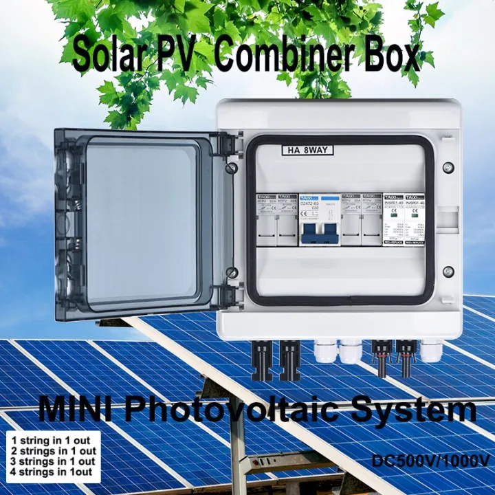 Solar Photovoltaic PV Combiner Box With Lightning Protection 2/1 Input 1 Out DC 500V / 1000V ...