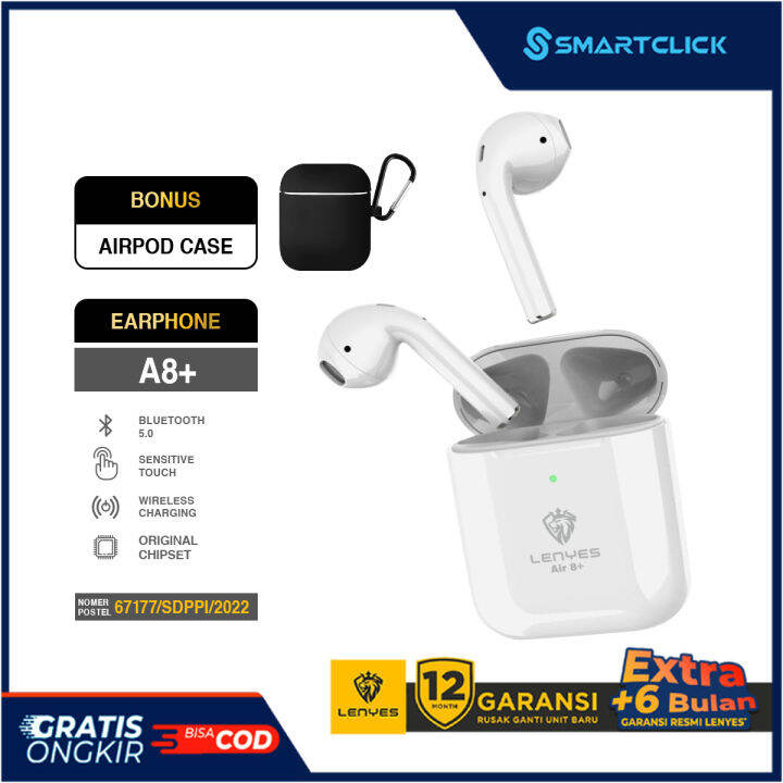 LENYES AIR 8+ TWS wireless bluetooth 5.0 earbuds smart touch Headset | Lazada Indonesia