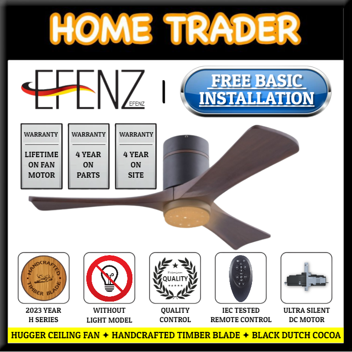 FREE BASIC INSTALL 】 EFENZ DC CEILING FAN HANCRAFTED TIMBER BLADE BALSA ...