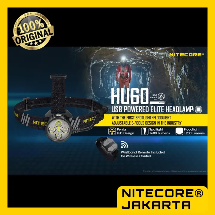 Nitecore HU60 USB Powered Elite LED Headlamp 1600 Lumens | Lazada Indonesia