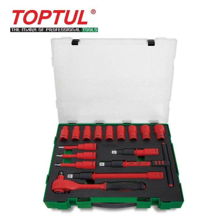 TOPTUL 16pcs 1/2"DR. VDE 6PT Flank Socket Set GZC1609 | Lazada