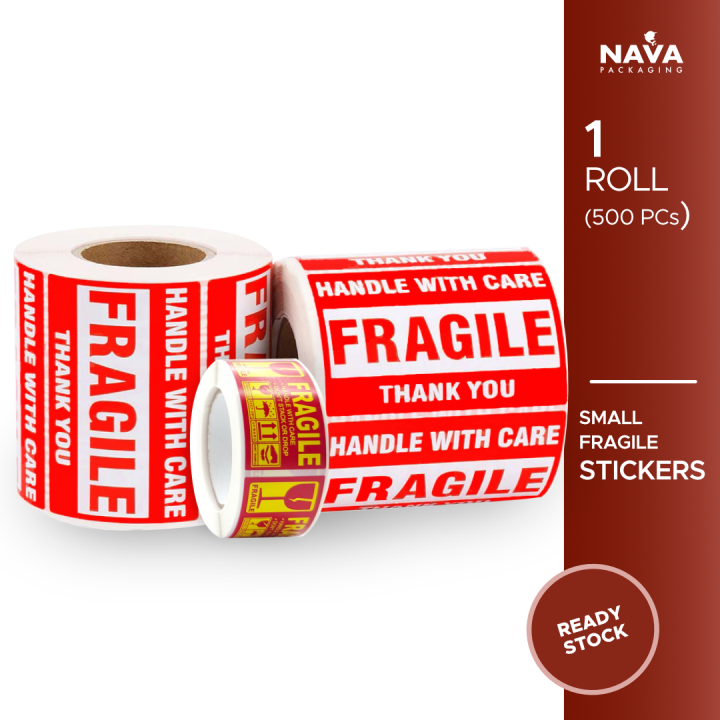 1 Roll 500PCS Nava Packaging SMALL Fragile Sticker Label Stiker Untuk ...
