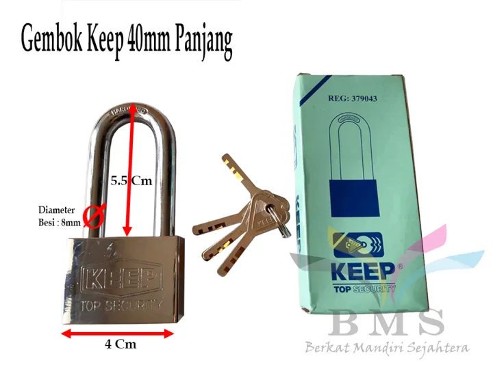BMS - KEEP Gembok Gudang Ruko Rukan Leher PANJANG 40 50 60 mm / Gembok ...