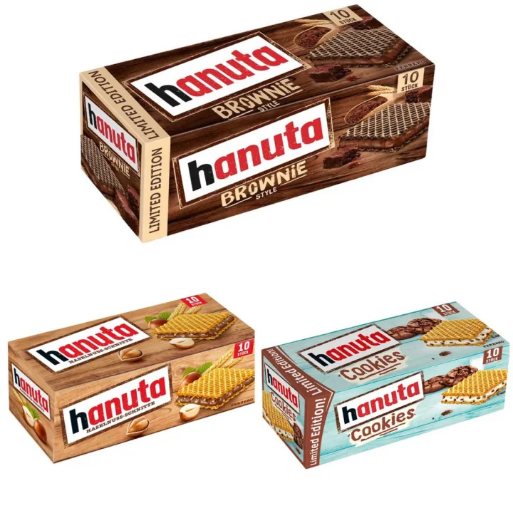 HANUTA chocolate wafers 220 g. มี 3 รส 1 กล่องมี 10 ชิ้นใหญ่ เวเฟอร์ ...