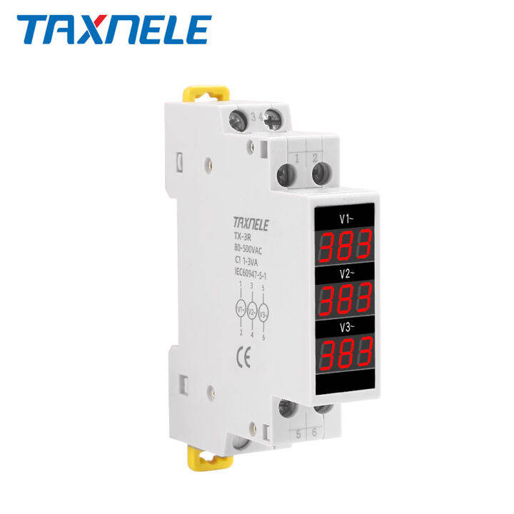 LED Three Phase Voltmeter 110V 220V 380V Digital Display Modular ...