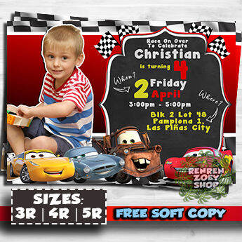Disneys Cars Invitation Card Birthday Christening - 15pcs Minimum Order ...