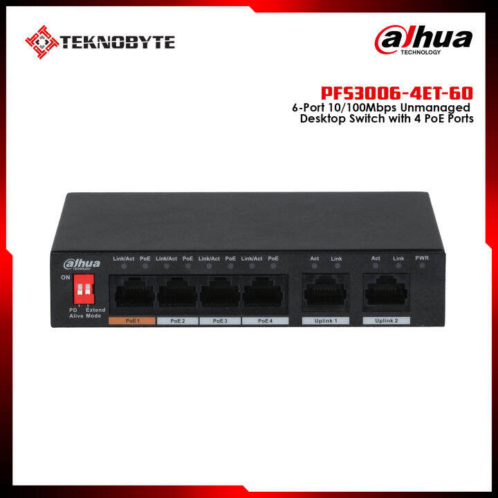 Dahua Pfs3006 4et 60 4 Ports Poe Switch Unmanaged Desktop Switch