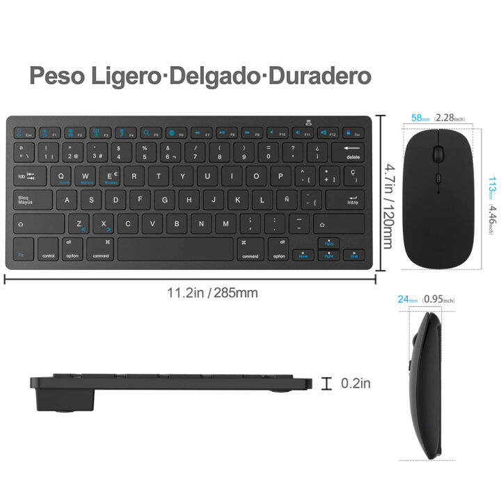 Spanish Bluetooth Keyboard Mouse Combo Bluetooth Mice Wireless Ultra ...