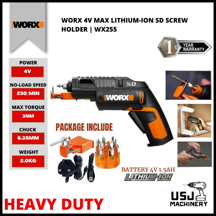 WORX 4V Max Lithium-Ion SD Screw Holder WX255 | 1 Year Warranty | Lazada