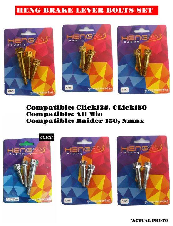 HENG/CNC AUTHENTIC BRAKE LEVER BOLTS SET COMPATIBLE: RAIDER150/NMAX ...