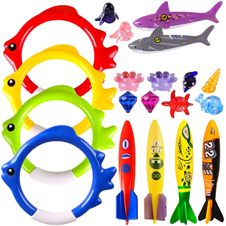20 Pcs Swimming Pool Toys Underwater Diving Game Kit for Kids Diving ...