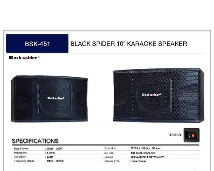 BLACK SPIDER BSK-451 10INCH KARAOKE SPEAKER(ONE PAIR) | Lazada