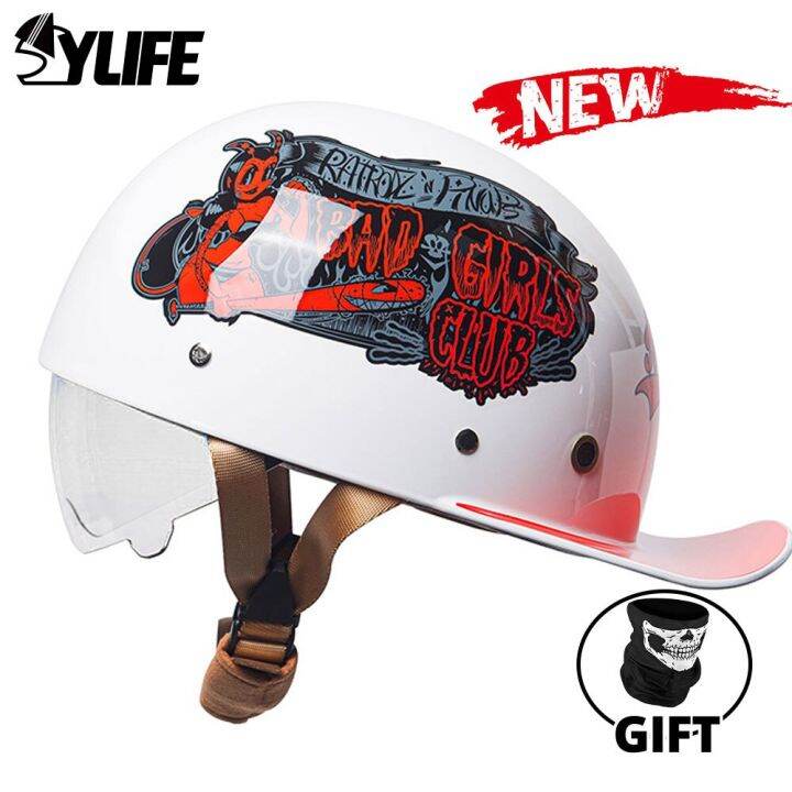 Helm Retro 2023, helm skuter sertifikasi DOT topi bisbol pria wanita ...