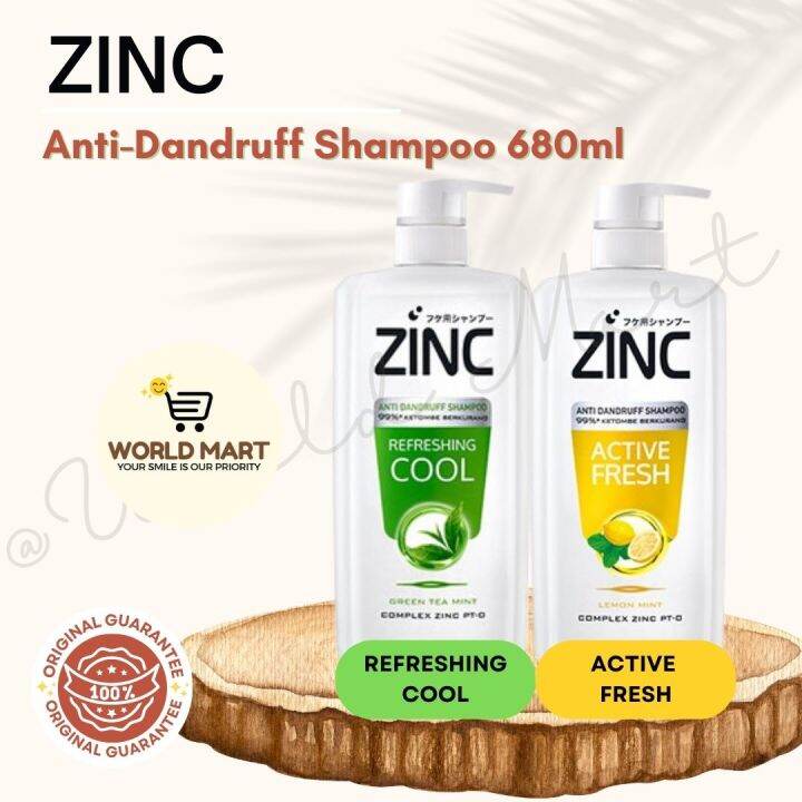 Zinc Shampoo Anti Ketombe Refreshing Cool Active Fresh 680 ml | Lazada ...
