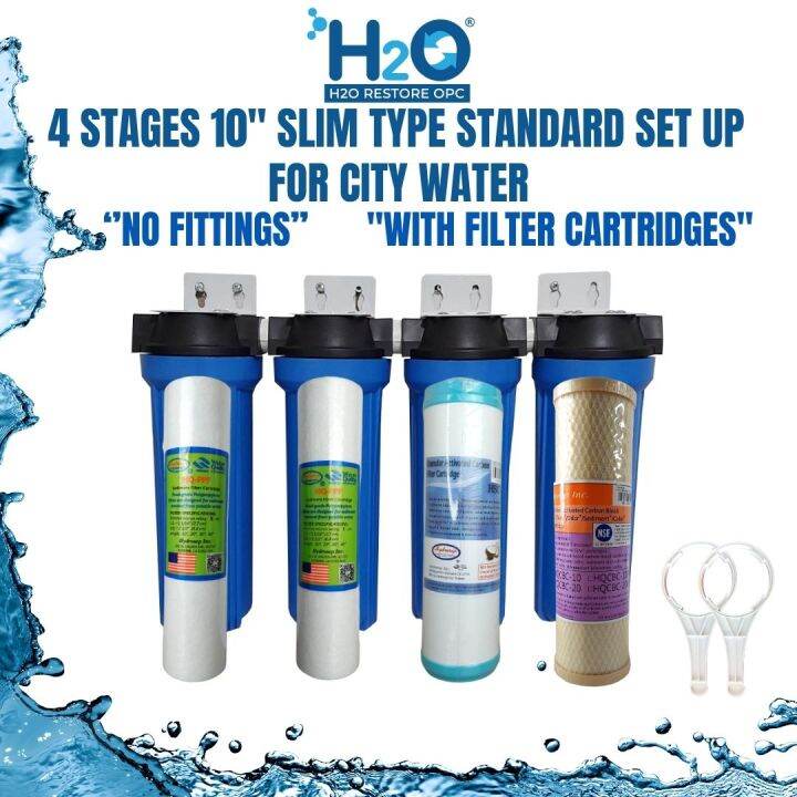 Water Filter 4 Stages 10" Slim Type Hydrosep Standard City Water No ...