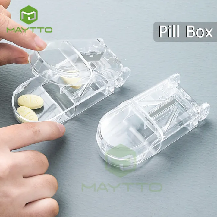 MAYTTO 1 Buah Kotak Obat Mini Kotak Pil Pembagi Pemotong Obat Kasus ...