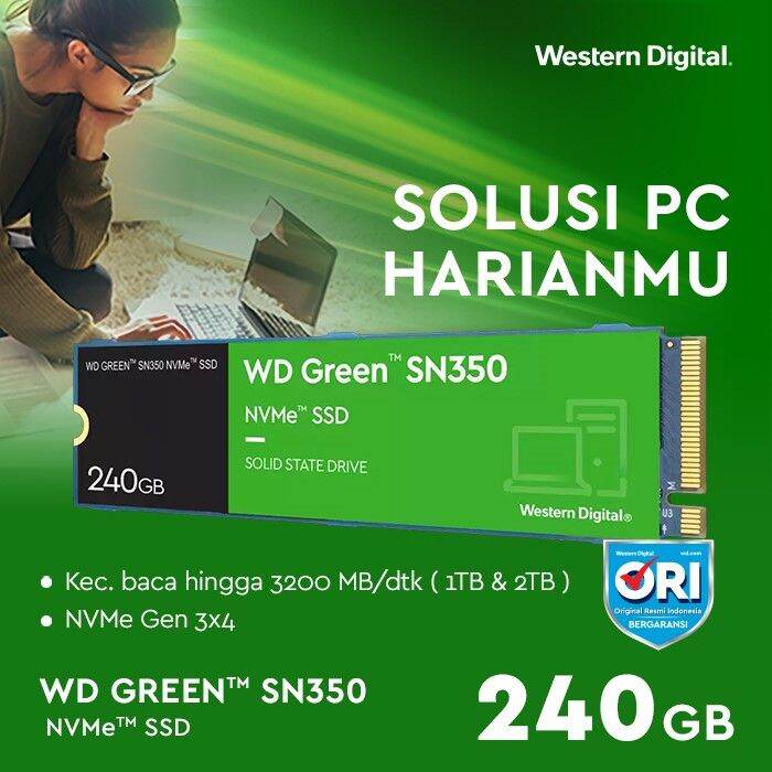 WD Green SN350 SSD Internal 240GB M.2 NVMe Gen 3x4 2280 | Lazada Indonesia