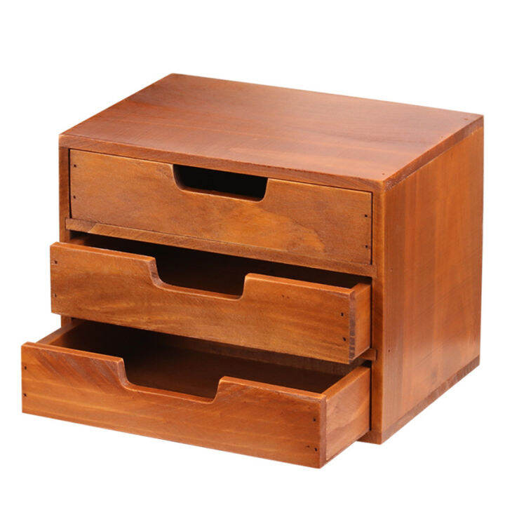 3 Drawer Bamboo Home Office Desktop Neat A4 Sturdy Fixed Storage ...