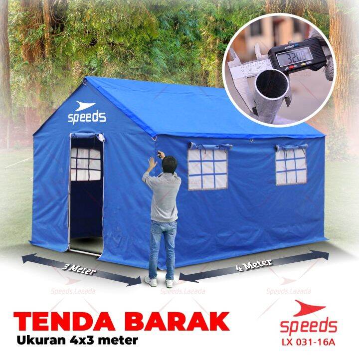 Tenda Barak Tenda Komando Tenda Manual 3x4m Tenda Serbaguna 8-10 Orang ...