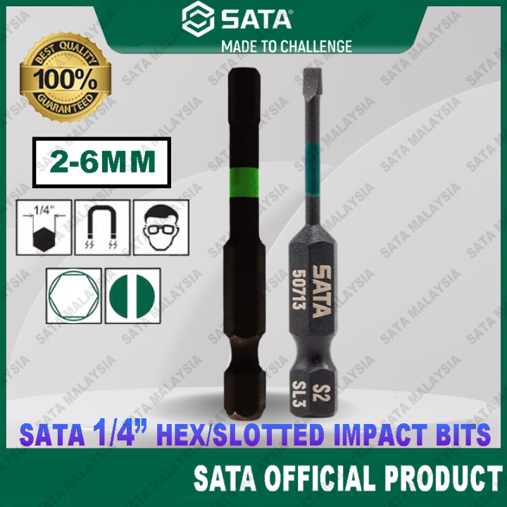 SATA 1/4" Impact Bits Slotted/Hex Magnetic Head Impact Bits SATA Bits ...