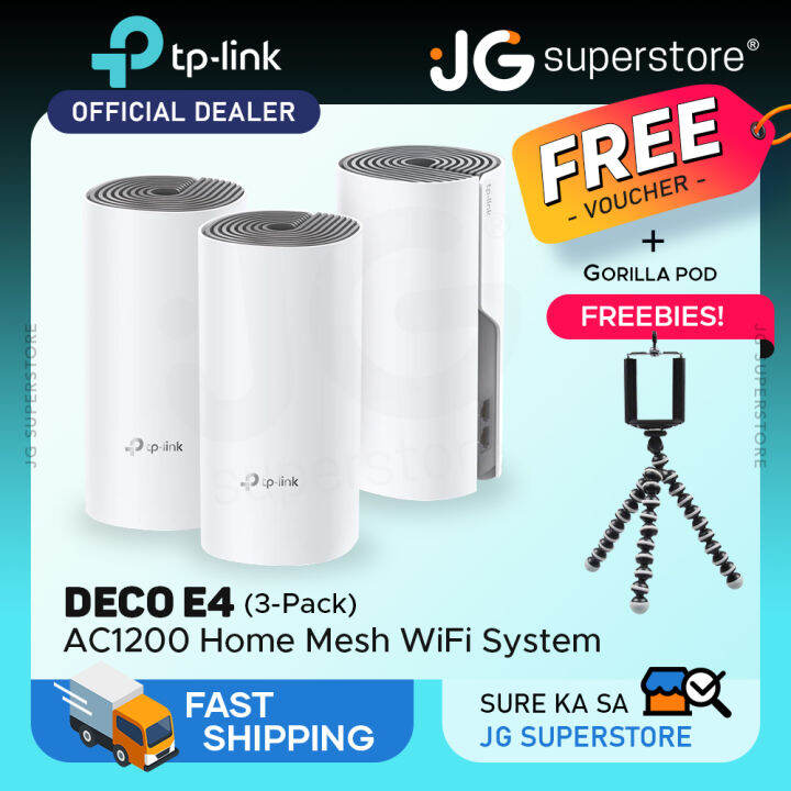 TP-Link Deco E4 AC1200 Whole Home Mesh Dual Band Wi-Fi System with 867Mbps at 5GHz, 300Mbps at 2 ...