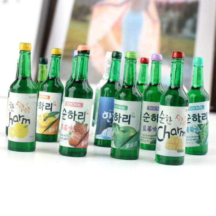1/6 Dollhouse Miniature Korea Fruit Soju Wine Bottle Model Pretend Play ...